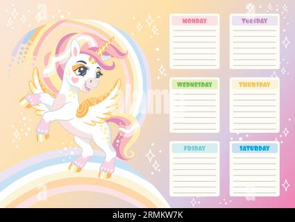 Timetable template with happy girls illustration Stock Vector Image ...