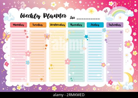 Timetable template with happy girls illustration Stock Vector Image ...