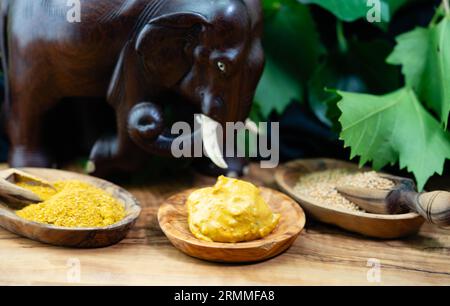 medium hot mustard with typical African spices like chakalaka Stock ...