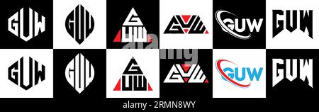 GUW circle letter logo design with circle and ellipse shape. GUW ...