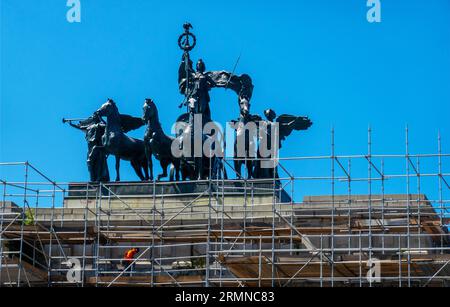 Grand Army Plaza arch wrapped in scaffolding for a restoration Brooklyn ...