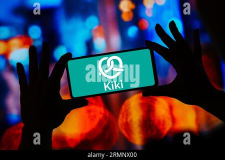 In this photo illustration, the KiKi logo seen displayed on a ...