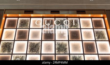 Gucci Luxury Fashion Storefront with Illuminated Sign. London, UK, 10 ...