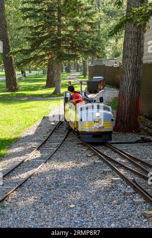 Setting up the mini train kiddie ride at Bowness Park for summer ...