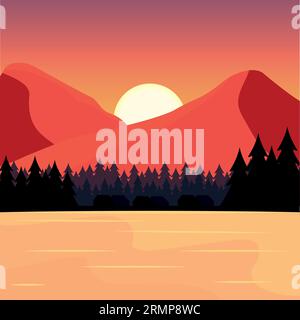 Colored natural landscape with trees Vector Stock Vector Image & Art ...