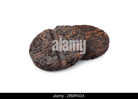 Disc shaped traditional Chinese pu-erh tea isolated on white Stock ...