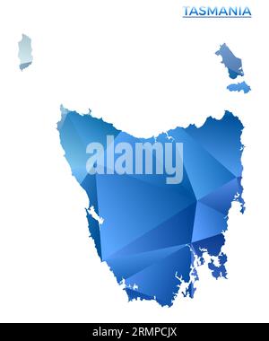 Low poly map of Tasmania. Geometric illustration of the island ...
