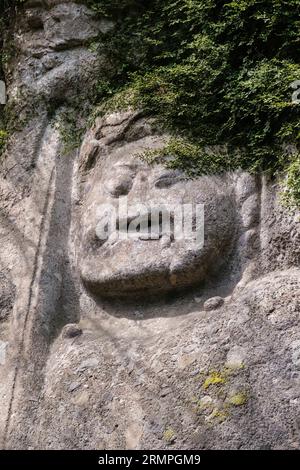 Japan, Kyushu. Kumano Magaibutsu, Buddhist Stone Relief Carving of Fudo ...