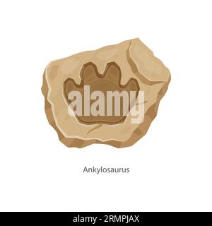 Ancient ankylosaurus dinosaur footprint, archaeology fossil. Isolated ...
