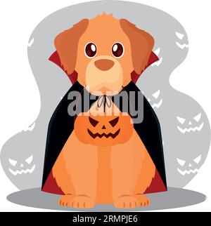 Isolated cute dog with vampire halloween costume Vector Stock Vector ...