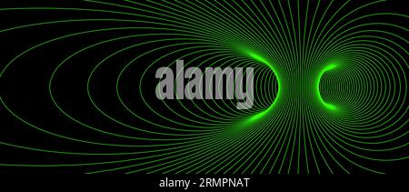 Wormhole wireframe structure. Neon geometric dotted outline grid tunnel ...