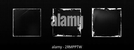 Worn grunge vinyl texture - realistic vector illustration mockup with ...