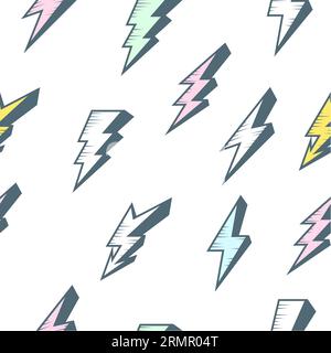 Lightning bolt seamless pattern. Thunder bolt repeated background ...