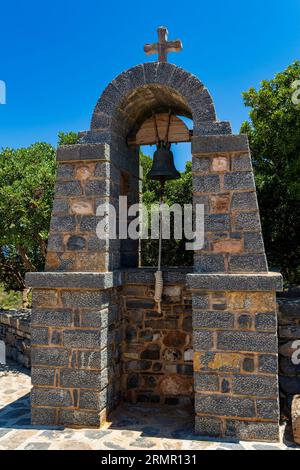 Restored remains of the ancient St Lukes church overlooking the Aegean ...