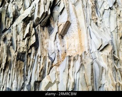 Amazing Basalt Rock Structures At Endless Black Beach Of Iceland Stock ...