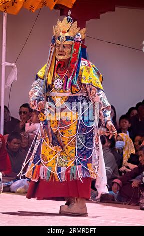 Masked monk dancing at the Takthok Tsechu festival, Sakti, Ladakh ...