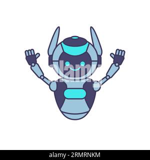 Robot character say Hi Hello vector illustration. Cute robot cartoon ...