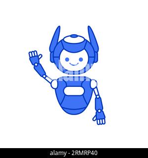 Robot character say Hi Hello vector illustration. Cute robot cartoon ...