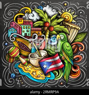 Puerto Rico cartoon doodle illustration. Funny Puerto-Rican design ...
