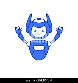 Robot character say Hi Hello vector illustration. Cute robot cartoon ...