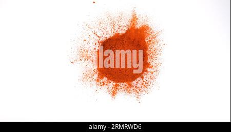 Paprika, capsicum annuum, Powder Exploding against White Background ...