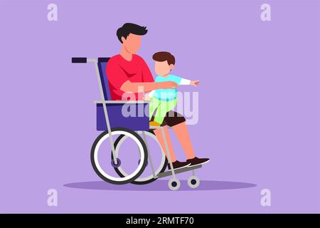 Character flat drawing happy disabled father with his child. Disability ...