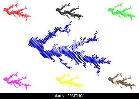 Lake Kyoga (Africa, Republic of Uganda) map vector illustration ...