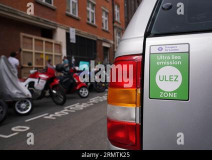 An anti ulez sticker on a vehicle on Warwick Avenue, London, on the ...