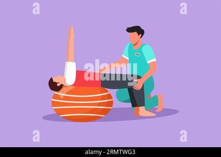 Graphic flat design drawing physiotherapy rehabilitation isometric ...