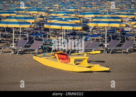 Italian lifeguard rescue rowboat Rimini beach Stock Photo - Alamy
