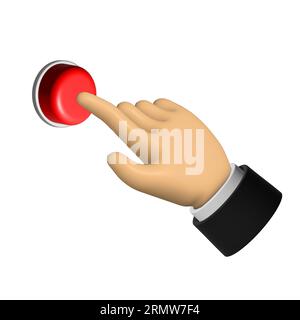 A men's hand clicking, pushing 3d start button vector illustration ...