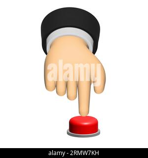 A men's hand clicking, pushing 3d start button vector illustration ...