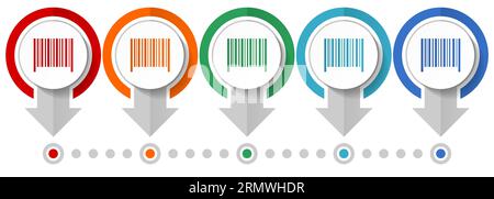 Barcode vector icons, infographic template, set of flat design symbols ...