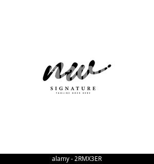 Initial Letter NW Logo - Handwritten Signature Style Logo - Simple ...