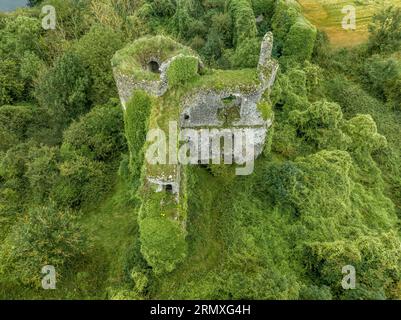Aerial view of Lea Castle ruined medieval castle of the FitzGerald ...