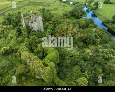 Aerial view of Lea Castle ruined medieval castle of the FitzGerald ...