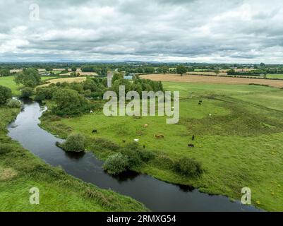 Aerial view of Lea Castle ruined medieval castle of the FitzGerald ...