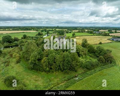 Aerial view of Lea Castle ruined medieval castle of the FitzGerald ...