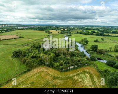 Aerial view of Lea Castle ruined medieval castle of the FitzGerald ...