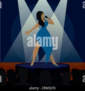 Female character singing with microphone Pop music concert Vector Stock ...