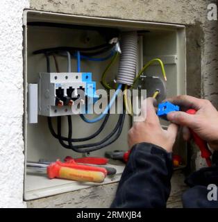 Installing a circuit breaker at home. Electrical box, consumer unit ...