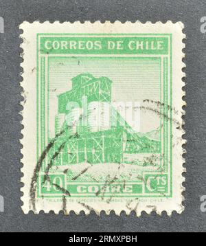 Cancelled postage stamp printed by Chile, that shows portrait of ...