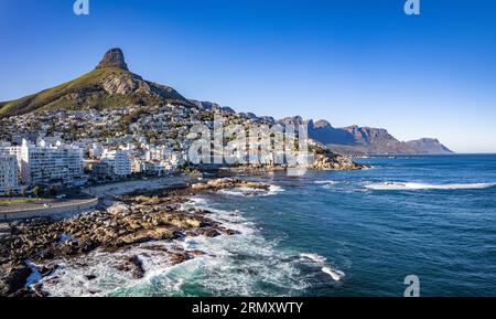 Aerial View of Sea Point and its tidal pool in Cape Town, western Cape ...