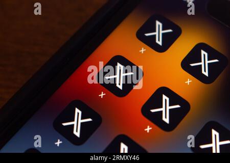 Conceptual image of Elon Musk’s X app (formerly Twitter) icons seen in ...