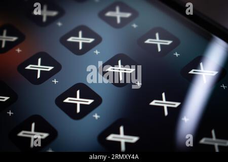 Conceptual image of Elon Musk’s X app (formerly Twitter) icons seen in ...
