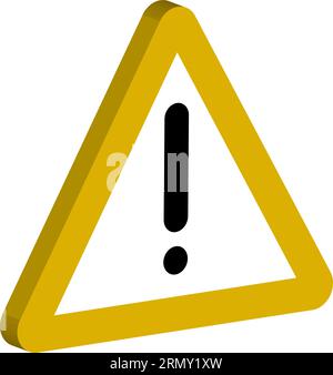 3D sign of the notifications, yellow triangle and an exclamation point ...