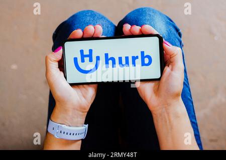 In this photo illustration, the Hurb logo is displayed on a smartphone ...