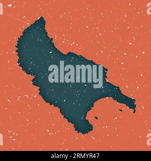Vintage map of Zakynthos Island. Grunge sunburst around the island ...