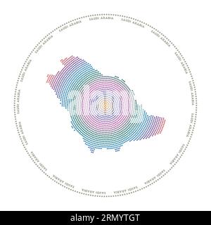 Saudi Arabia dotted map. Digital style shape of Saudi Arabia. Tech icon ...