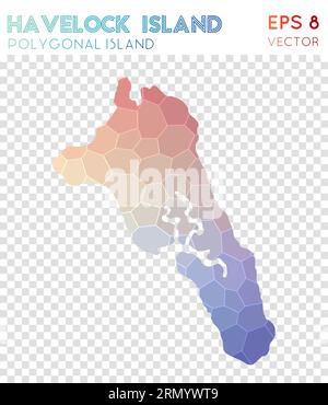 Polygonal map of Havelock Island. Geometric illustration of the island ...